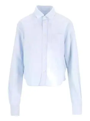 AMI Paris Cropped De Coeur Shirt - Blue