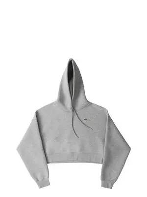 Lacoste Cropped Logo Patch Hoodie - Grey