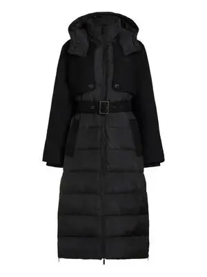 Karl Lagerfeld Belted Long Puffer Jacket - Black