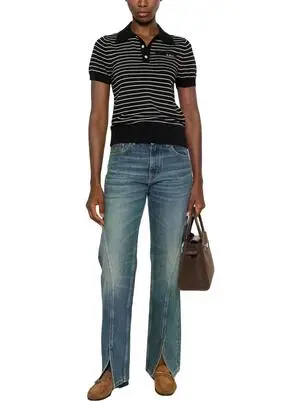 A.p.c. Striped Short-sleeve Polo Shirt - Black