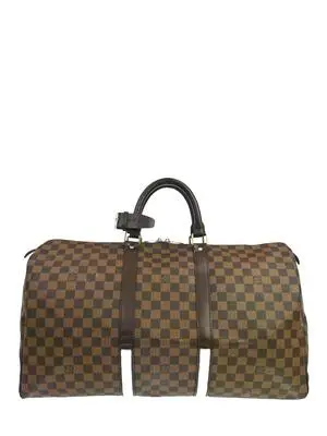 LOUIS VUITTON Damier Keepall Travel Tote Bag - Brown