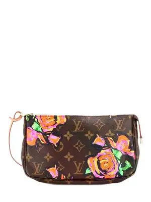 LOUIS VUITTON Pochette Accessoires Limited Edition Monogram Roses Shoulder Bag - Brown