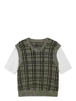 LESS LESS Plaid Layered Effect T-Shirt