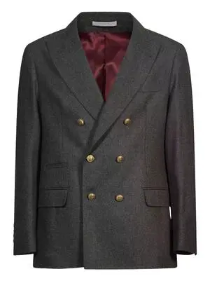Brunello Cucinelli Double-breasted Peak-lapel Blazer - Grey