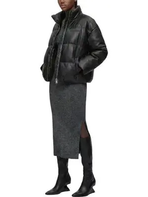 Karl Lagerfeld Faux-leather Puffer Jacket - Black