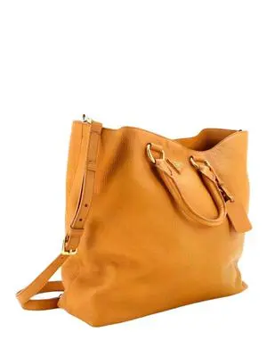Prada Convertible Shopper Vitello Daino Large Tote Bag - Yellow