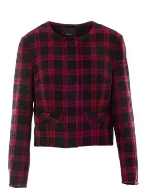 Pinko Checked Collarless Jacket - Black