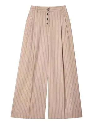 Paul Smith Sand Pinstripe Wide Leg Trousers - Neutrals