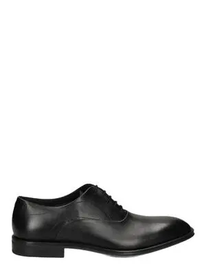 BOSS Leather Oxford Shoes With Perforated Details And Lace-up Fastening - Black