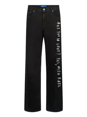 Karl Lagerfeld X Pietro Terzini Slogan-print Jeans Black