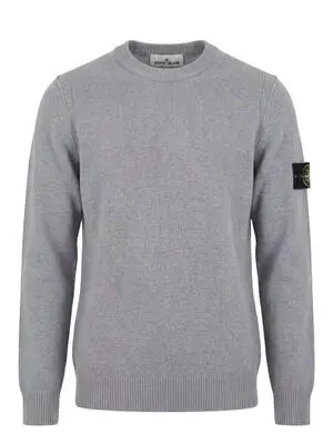 Stone Island Logo Patch Crew Neck Sweater - Grey