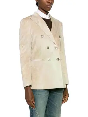 LARDINI Double-breasted Corduroy Blazer - Neutrals