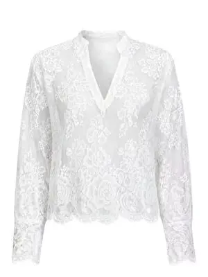 CISSA Victorian Floral Lace Blouse - White