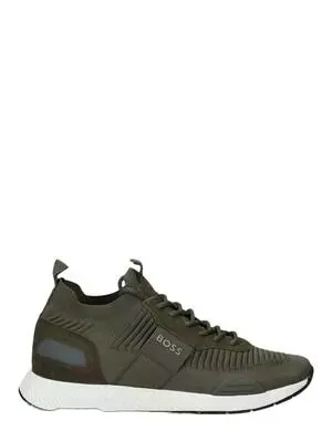 BOSS Logo-print Ribbed Sneakers - Green