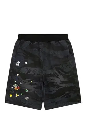 AAPE BY *A BATHING APE Camouflage Sticker Print Track Shorts - Black