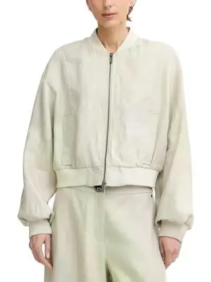 Armani Exchange Oversized Linen Twill Bomber Jacket - Neutrals