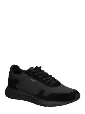 BOSS Panelled Lace-up Sneakers - Black