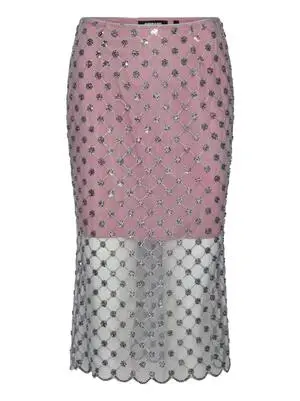 ROTATE BY BIRGER CHRISTENSEN Sequined Floral-mesh Midi Skirt - Pink