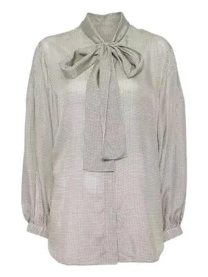LESS Polka Dot Pussy-bow Shirt - Neutrals