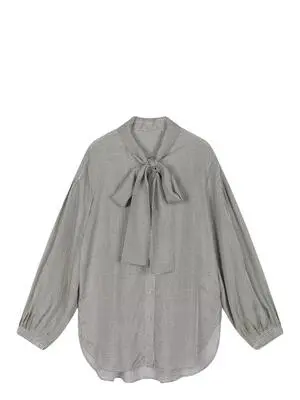 LESS LESS Polka Dot Pussy-Bow Shirt