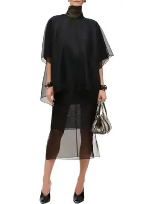 Brandon Maxwell High-neck Sheer-panel Blouse - Black