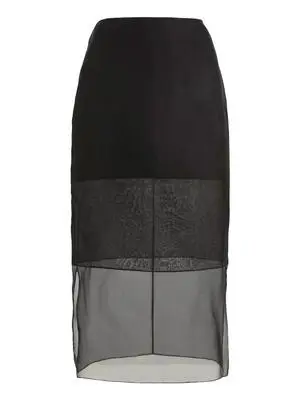 Brandon Maxwell Sheer-panelled Midi Skirt - Black