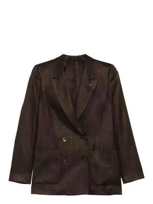 LARDINI Double-breasted Peaked-lapel Blazer - Brown