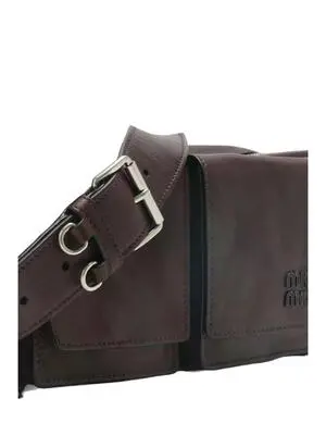 Miu Miu Logo-embossed Shoulder Bag - Brown