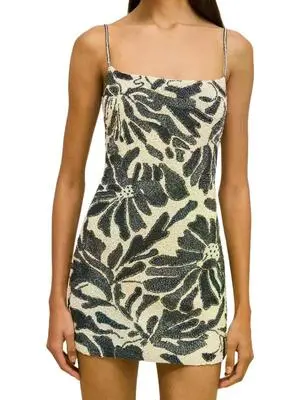 Cult Gaia Bebe Embellished Floral Mini Dress - Neutrals