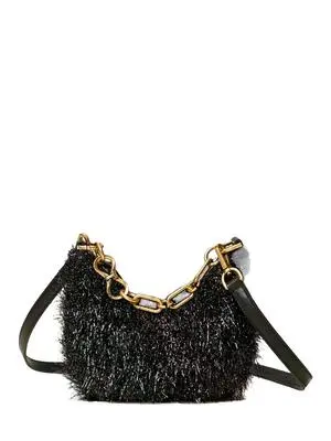 TWINSET Mini Croissant Bag With Lurex And Chain Strap - Black