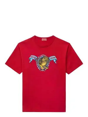 Kenzo Jumping Tiger Cotton T-shirt - Red