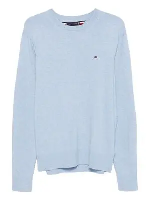 Tommy Hilfiger Crew Neck Knitwear With Embroidered Logo - Blue