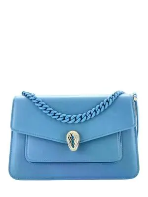 BVLGARI Serpenti Forever Maxi Chain Leather Medium Crossbody Bag - Blue