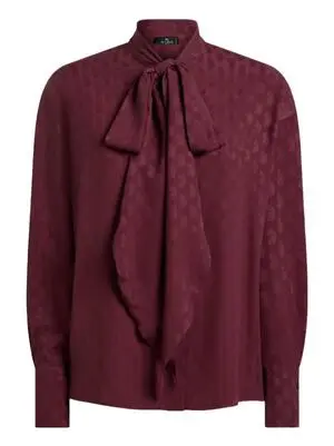 Etro Silk-blend Jacquard Paisley Motif Shirt With Scarf Detail - Red