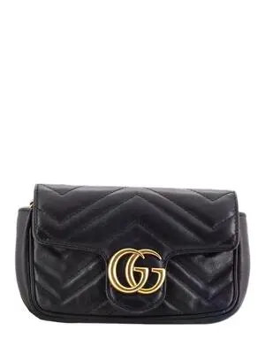 Gucci Gg Marmont Matelassé Leather Super Mini Crossbody Bag - Black