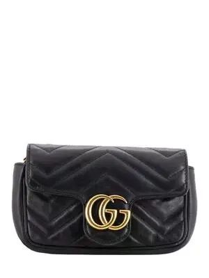 Gucci Gg Marmont Matelassé Leather Super Mini Crossbody Bag - Black