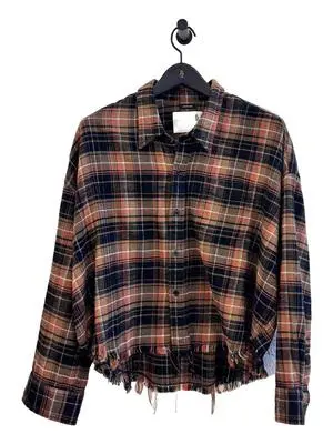 R13 Plaid Shirt With Raw-edge Curved Hem - Light Brown