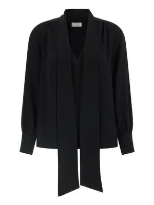 Alberto Biani Lavallière Neck Blouse - Black