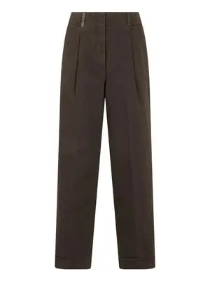 Peserico High-waisted Casual Pants - Brown