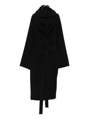 Rick Owens Belted Oversized Coat With Wide Long Sleeves - Black
