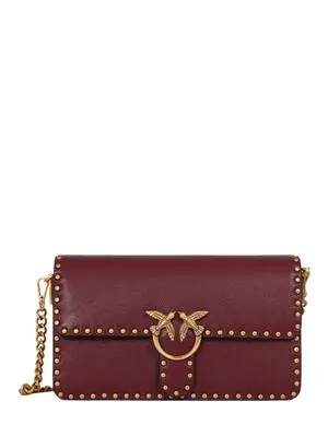 Pinko Studded Flap Shoulder Bag - Red