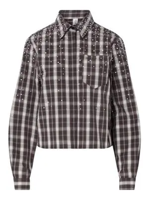 LIU JO Liu Jo Check Fabric Shirt With Dégradé Rhinestones And Logo Detail