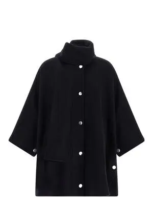 Pinko Cape Coat With Convertible High Neck And Integrated Scarf - Blue