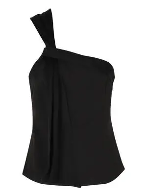 Federica Tosi One-shoulder Tank Top With Pleated Details - Black