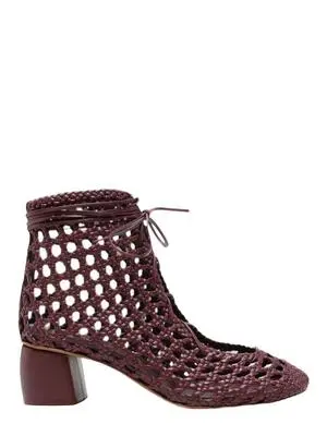 FORTE_FORTE Woven Leather Ankle Boots - Ruby