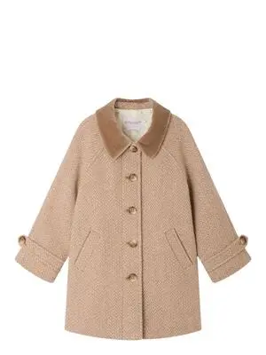 BONPOINT Bonpoint Long-Sleeved Coat With Velvet Collar