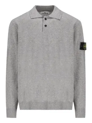 Stone Island Long-sleeved Polo Sweater - Grey