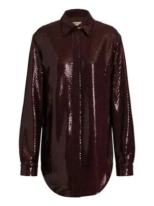 Alberta Ferretti Alberta Ferretti Glossy Sequin Shirt Brown