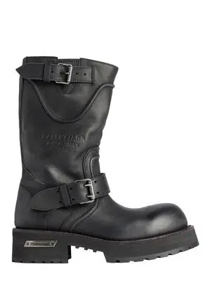 Balenciaga Venom Buckled Leather Boots - Black