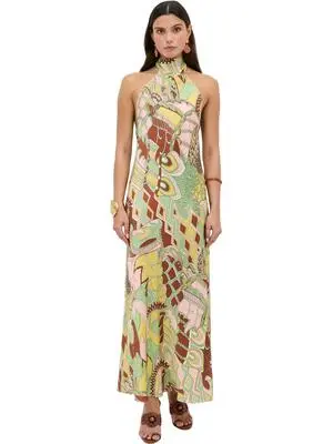 Rixo Maura Bianca Abstract Maxi Dress - Green